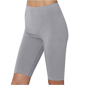 tuduoms Biker Shorts for Women 10" Tummy Control Yoga Shorts Soft High Waisted Leggings Athletic Workout Capri Yoga Pants Black