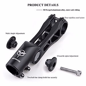 Bike Stem - 130 Degree Adjustable Bicycle Stem- 75mm 90mm 130mm Handlebar Stem Riser for 31.8(1-1/4") Handlebars, Suitable for Most of Mountain Bike, Road Bike, BMX