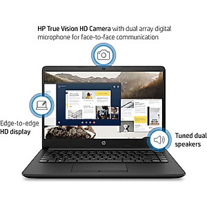 hp Stream Laptop, 14" HD Display, Intel Celeron N4120 Processor, 8GB Memory, 128GB Storage (64GB eMMC + 64GB USB), 1-Year Office 365 Webcam, HDMI, Wi-Fi, USB-C, Windows 11 Home, Jet Black