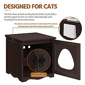 Yaheetech Cat Litter Box Enclosure, Indoor Pet Crate-Hidden Cat House Cat Washroom with Vent Holes & Latch Lock, Pet Furniture Cabinet & Side Table for Living Room,Easy Assemly, Espresso