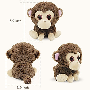 WEIGEDU Small Plush Toys Babies Monkey Stuffed Animals, 5.9 inches, Kaffee Brown Chocolate