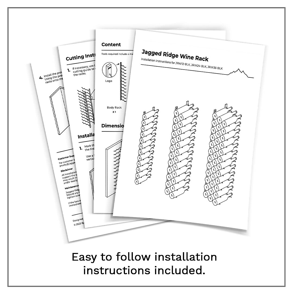 Jagged Ridge Wine Rooms 12 Bottle Wall Mounted Wine Rack Hanging Wall Wine Rack - Stylish & Modern Wine Storage Rack, Alloy Steel, Colour - Matte Black Powder Coat Finish