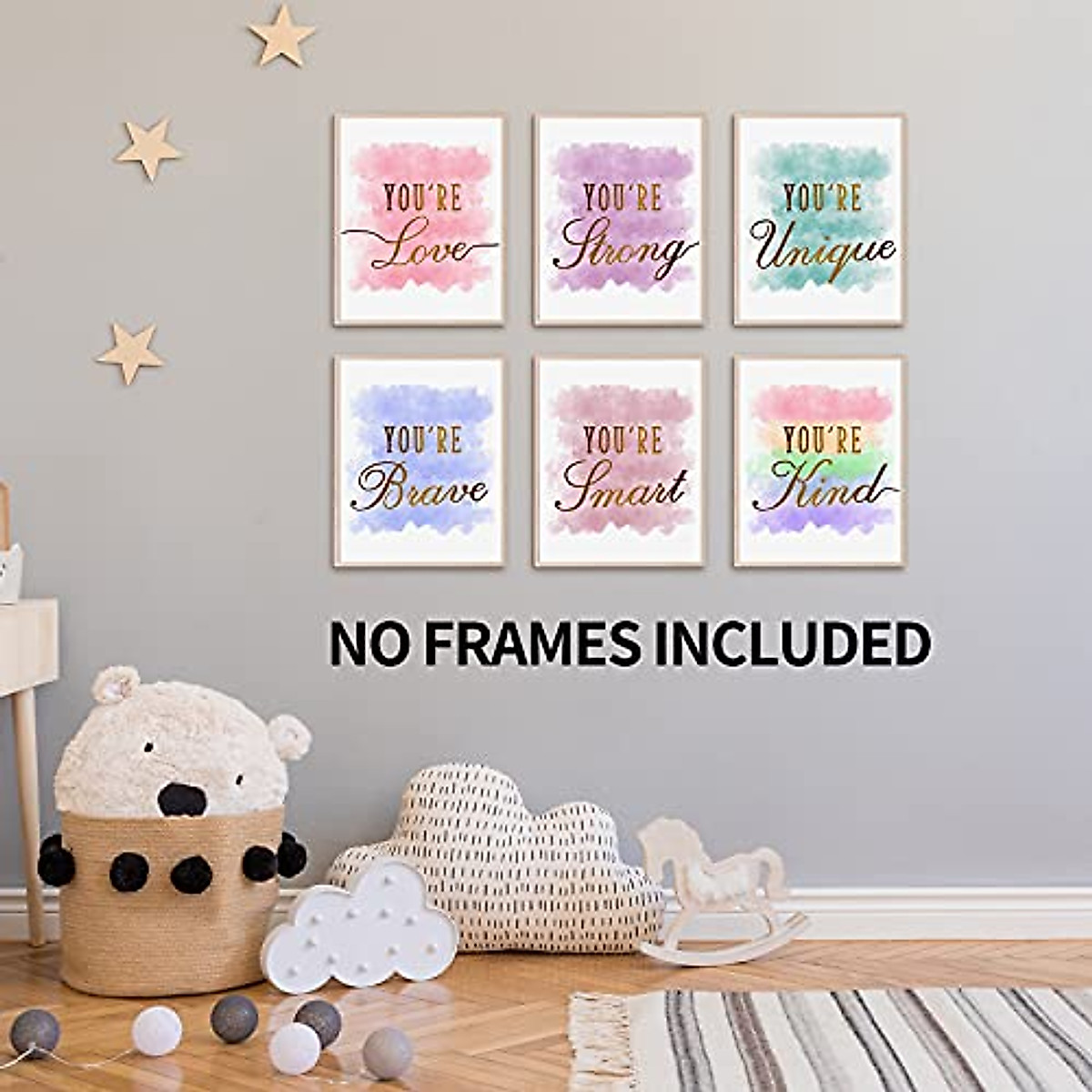 HOMANGA Girls Room Decor Posters, Kids Room Wall Art, Girls Room Wall Decor, Posters For Teen Girls Room, Girls Wall Decor Prints for Bedroom, Nursery Room, Playroom (Set of 6, 8X10 Inch, Unframed)