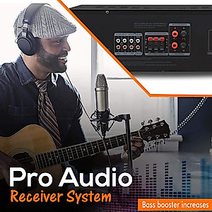 Technical Pro Professional 1000 Watts Receiver with USB SD Card Inputs, 2 Mic Inputs, Recorder, and Wireless Remote