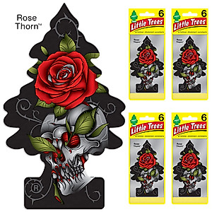 LITTLE TREES Air Fresheners Car Air Freshener. Hanging Tree Provides Long Lasting Scent for Auto or Home. Rose Thorn, 24 Air Fresheners