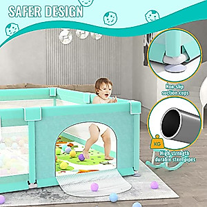 LUTIKIANG Baby Playpen, 79" X 71" Extra Large Playpen for Babies and Toddlers with Gates, Baby Play Yards, Baby Fence Play Area, Safety Indoor Baby Play Area with Ocean Balls (Grey)