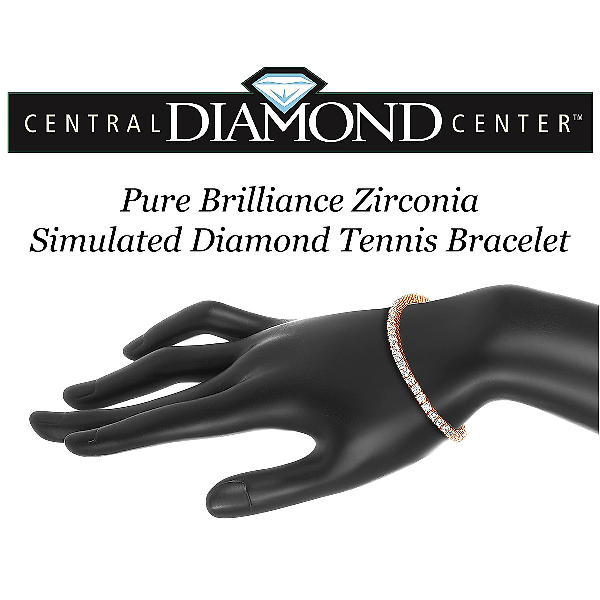 Central Diamond Center Silver Pure Brilliance CZ Tennis Bracelet- 8-5.0mm-18.50cttw Equivalent Diamond Weight-Rose Gold Plated