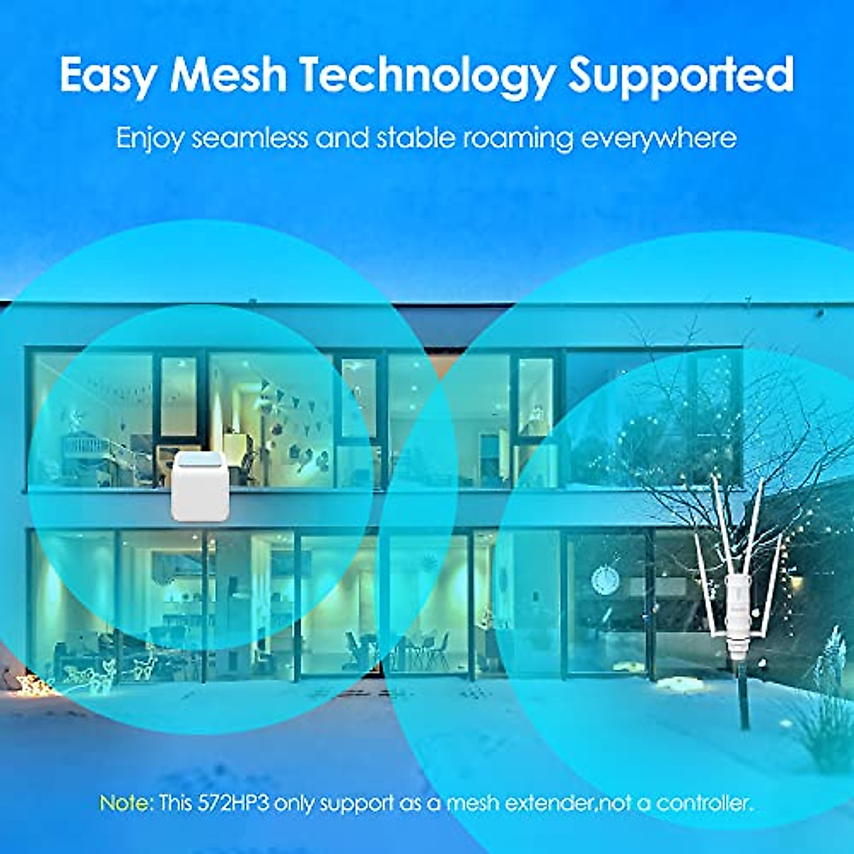 WAVLINK AC1200 Outdoor WiFi Extender with Passive POE Wireless High Power Outdoor Weatherproof Wi-Fi Range Repeater Access Point, Dual Band 2.4GHz 5GHz, 4x7dBi Detachable Antenna