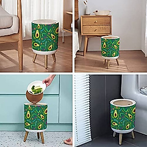 LGCZNWDFHTZ Small Trash Can with Lid for Bathroom Kitchen Office Diaper Combination Avocado Decorative Flowers Bedroom Garbage Trash Bin Dog Proof Waste Basket Cute Decorative