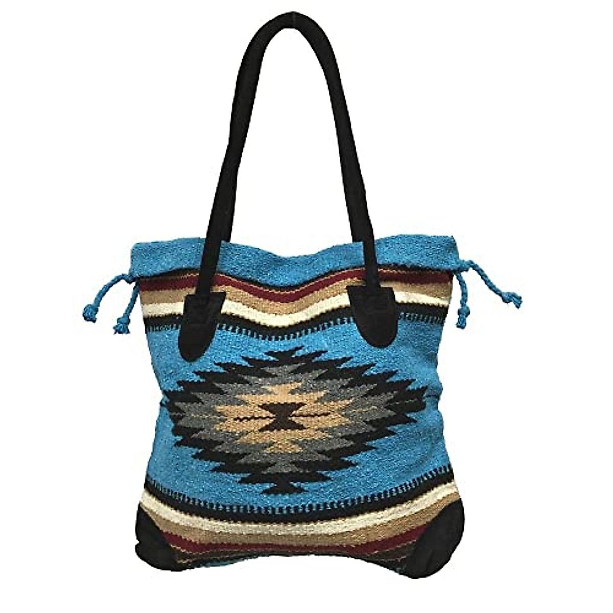Monterrey Ladies Tote Purse Handwoven Southwestern Aztec Print Suede Handles A
