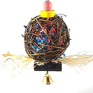 N/ hfjeigbeujfg Bird Toy,Parrot Cage Chewing Toys Small Parrot Chewing Toy Rattan Ball with Paper Strips for Budgie Parakeet Bird - Random Color
