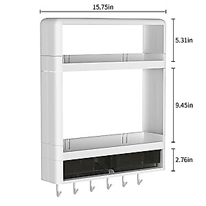 2-Tier Bathroom Space Saver,Over The Toilet Storage for Bath Essentials, Restroom Organization and Storage Shelf Over Washer and Dryer,No Drill,White