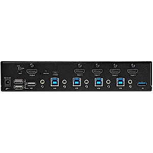 StarTech.com 4 Port HDMI KVM Switch - Single Monitor 4K 60Hz Ultra HD HDR - Desktop HDMI 2.0 KVM Switch with 2 Port USB 3.0 Hub (5Gbps) and 4X USB 2.0 HID, Audio - Hotkey Switching - TAA