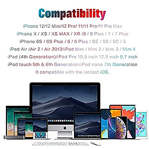 Jeercor iPhone Charger Cord Right Angle Lightning Cable 6FT 5 Pack 90 Degree Nylon Braid Charging Cord Fast Charging Compatible for iPhone 12/12pro/11/11pro/XS/MAX/XR/X/8P/8/7P/7/6 iPad