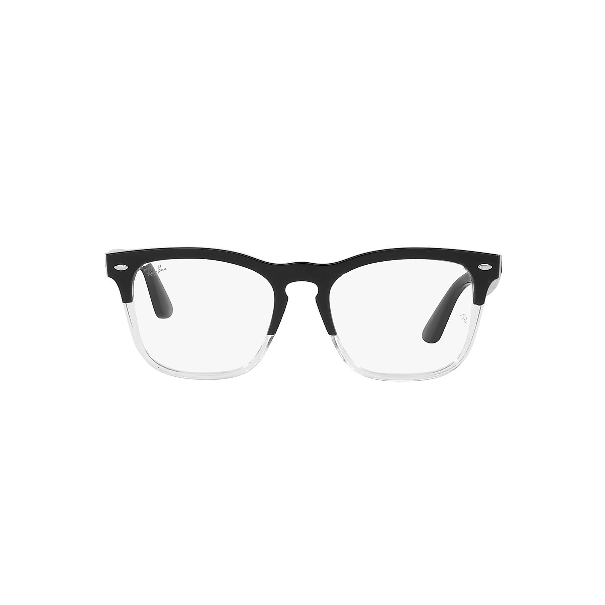 Ray-Ban RX4487V Steve Square Prescription Eyewear Frames, Black on Transparent/Demo Lens, 54 mm