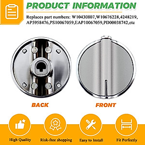 Techecook Upgraded W10766544 Gas Stove Knobs Replacement for WFG540H0ES0 WFG540H0ES1 Whirlpool Gas Range Knobs, Replace W10430807 W10676228 AP5958476 4248219 EAP10067059 PS10067059 (5PACKS)