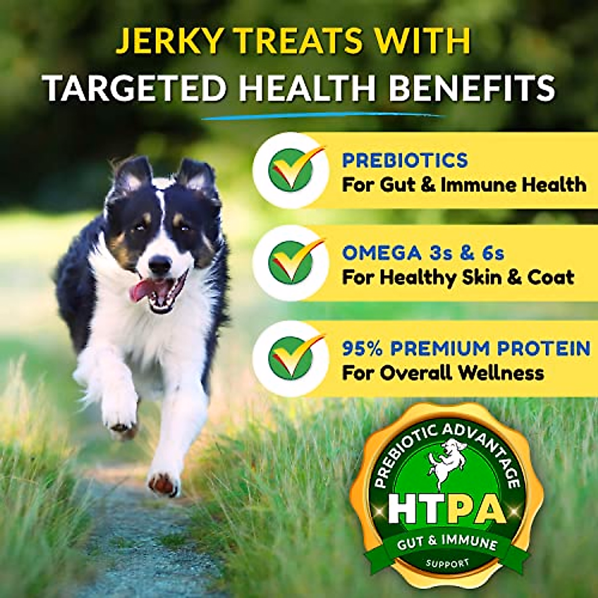 HappyTails Canine Wellness, Jazzy Jerky, Natural 95% Beef Jerky Treats, Healthy Dog Treats Made in USA, Gut & Immune Health, Skin & Coat, Small-Large Dogs, 5 oz
