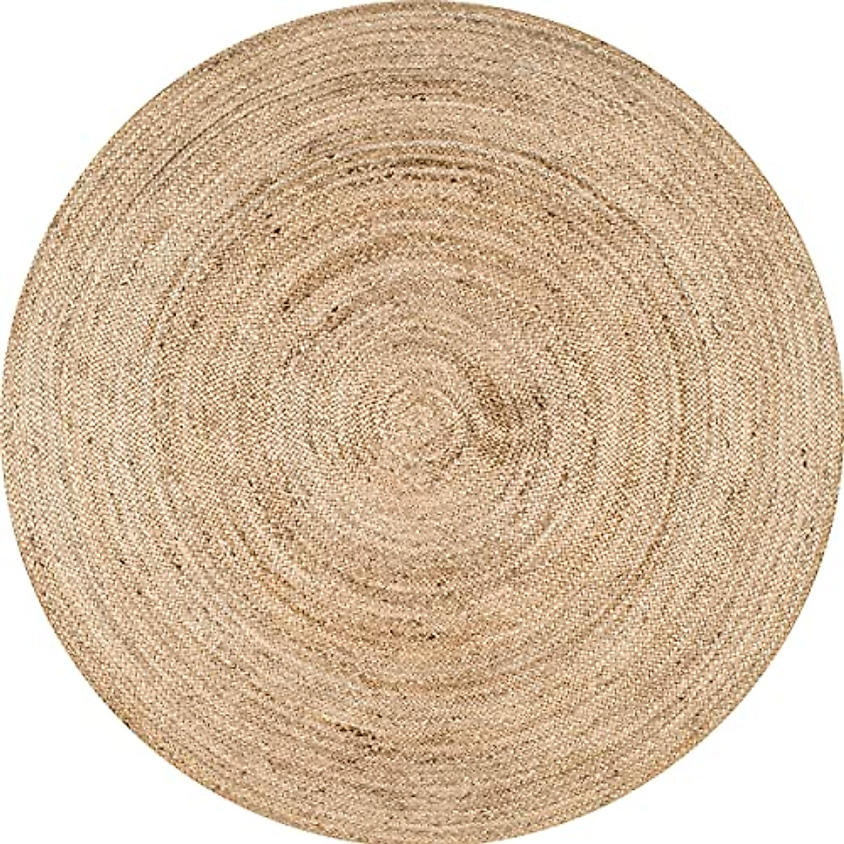 nuLOOM 4 Round Rigo Jute Hand Woven Area Rug, Natural, Solid Farmhouse Design, Natural Fiber, For Bedroom, Living Room, Dining Room, Hallway, Office, Kitchen, Entryway