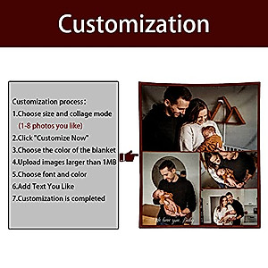 Jekeno Custom Blanket Best Friend Ever Personalized Blanket with 6 Pictures Customize Memorial Throw Blanket Super Soft Cozy Plush for Good Friend for Birthday Christmas, 40"x50"