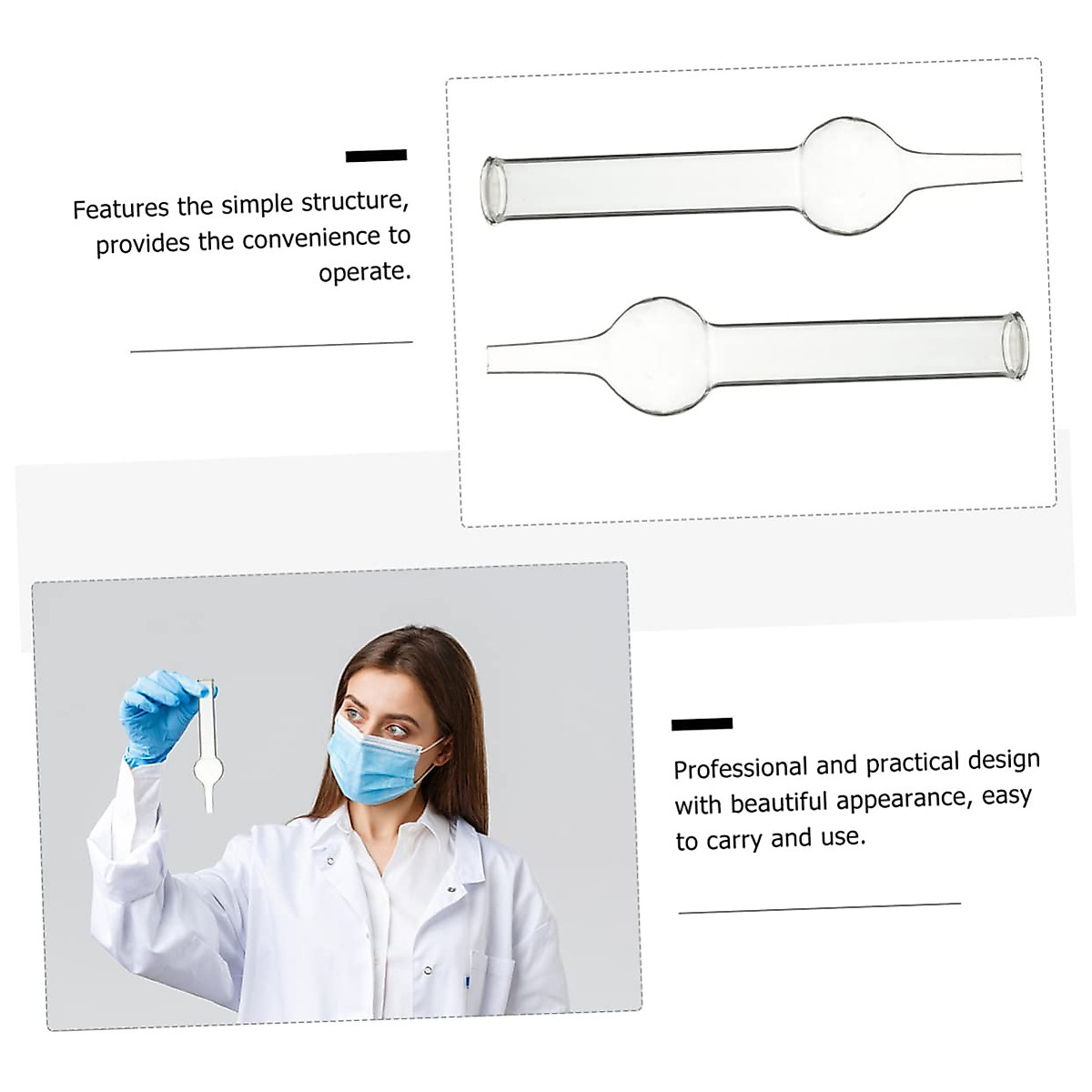 ULTECHNOVO 5pcs Experiment Equipment Small Test Tube Sample Tube Gas Drying Tube Glass Drying Tubes Single-Ball Glass Drying Tubes Glass Single-Ball Drying Tubes Candy Toolkit