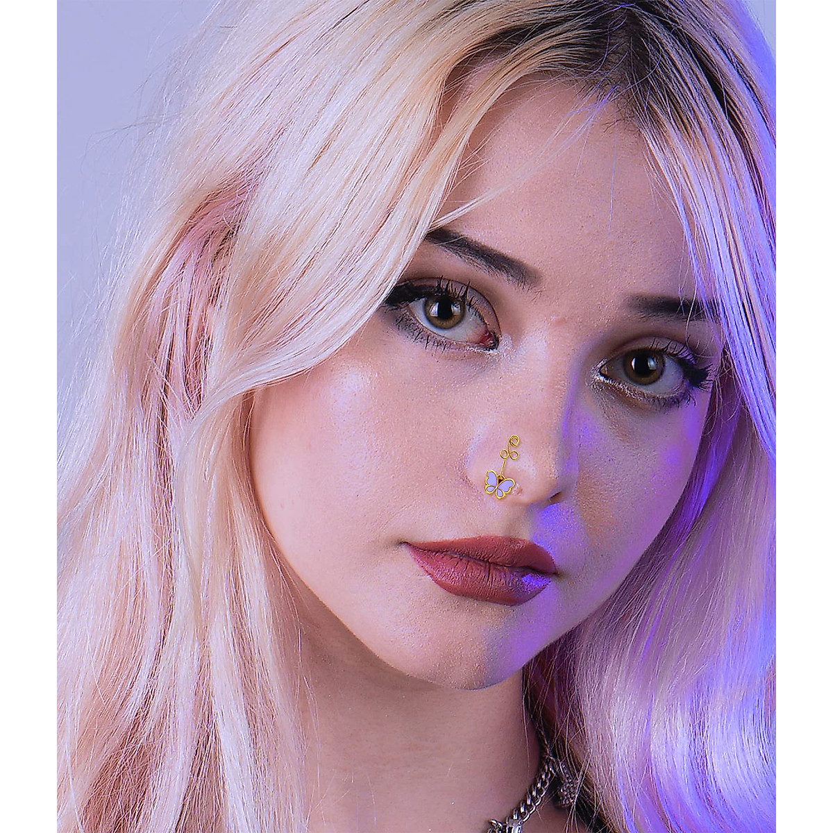 TOBENY 16-24PCS African Nose Cuffs for Women Multi-Style Faux Fake Nose Ring Non Piercing for Teen Girls Small Clip on Nose Ring Set