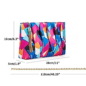 JURLEA Fashion Clutch Purse Silk Shoulder Tote Bags Colorful Crossbody Bags for Women Top-Handle Handbags (Colorful- MH2)