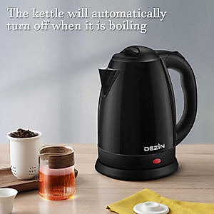 DEZIN Electric Kettle Upgraded, 2L Stainless Steel Tea Kettle, Fast Boil Water Warmer with Auto Shut Off and Boil Dry Protection Tech for Coffee, Tea, Beverages, Black