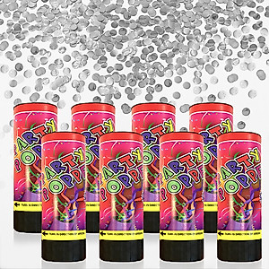 Confetti Poppers Cannons for Wedding Birthday Graduation Baby Shower Kids Fun Party Supplies Decorations and Favors (Silver)