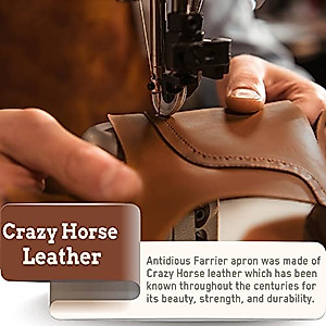 Antidious Professional Farrier Chaps Leather Farrier Apron with Adjustable Belt and Knees Straps Hoof Trimming, 2 Pockets and Extra Hook for Storage, Suitable for 28’’~55’’ Waistline