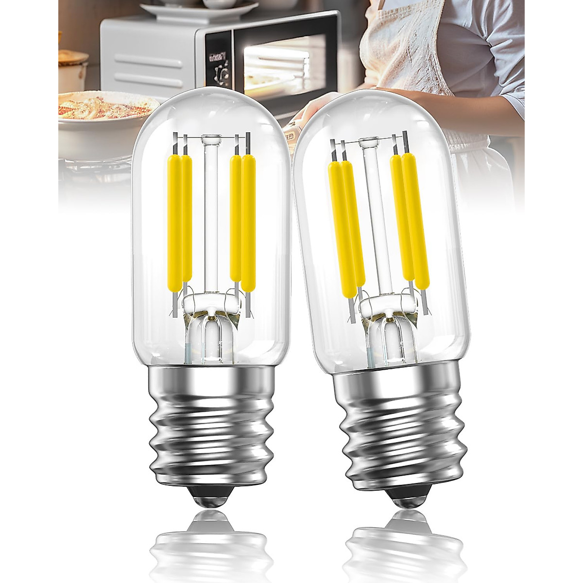 TobeBright Microwave Light Bulbs Under Hood 4W 120V - 400LM E17 LED Under Hood Appliance Bulb 40W Equivalent - Non-Dimmable Daylight 6000K Use for Oven,Refrigerator,Range Hood,Stove, 2pcs