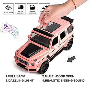 WAKAKAC Model Car 1/22 Scale Benz G800 Alloy Collectible Pull Back Toy Vehicle with Light and Sound Door Can Be Open Toy Car for Boys Adults Gift(Pink)