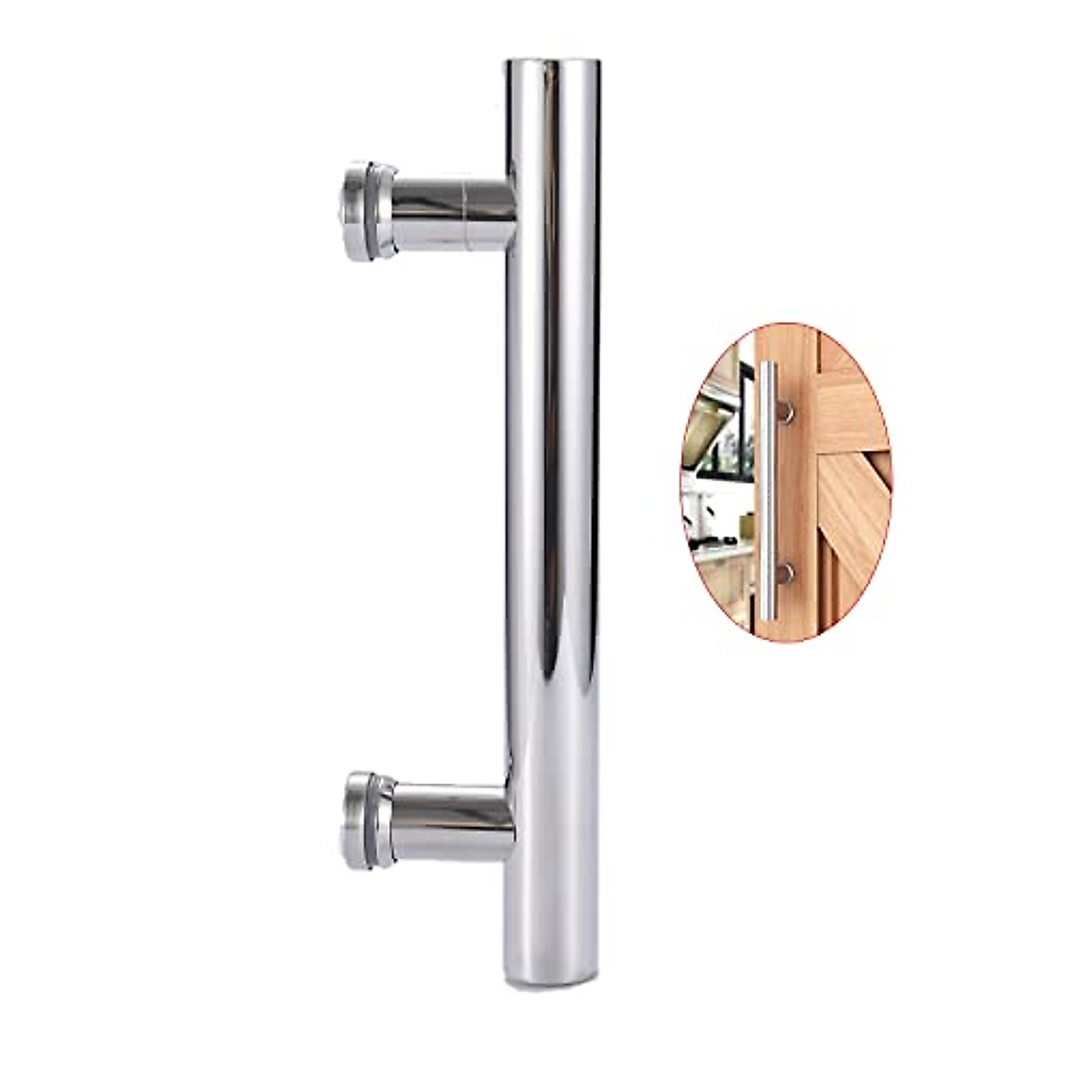SIMPHONY 12 inches Heavy-Duty Commercial Grade-304 Stainless Steel Push Pull Door Handle/Sliding Barn Door Handle Set/Glass Door Pulls,Hardware - Fit Doors 1/2 to 2 ''