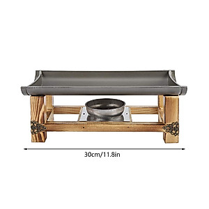 Haofy Alcohol Stove Non-Stick Grill Pan with Wooden Shelf, Ceramic Grill Plate Set for Indoor Outdoor BBQ Roasting Baking, Japanese Barbecue Tool(30CM)