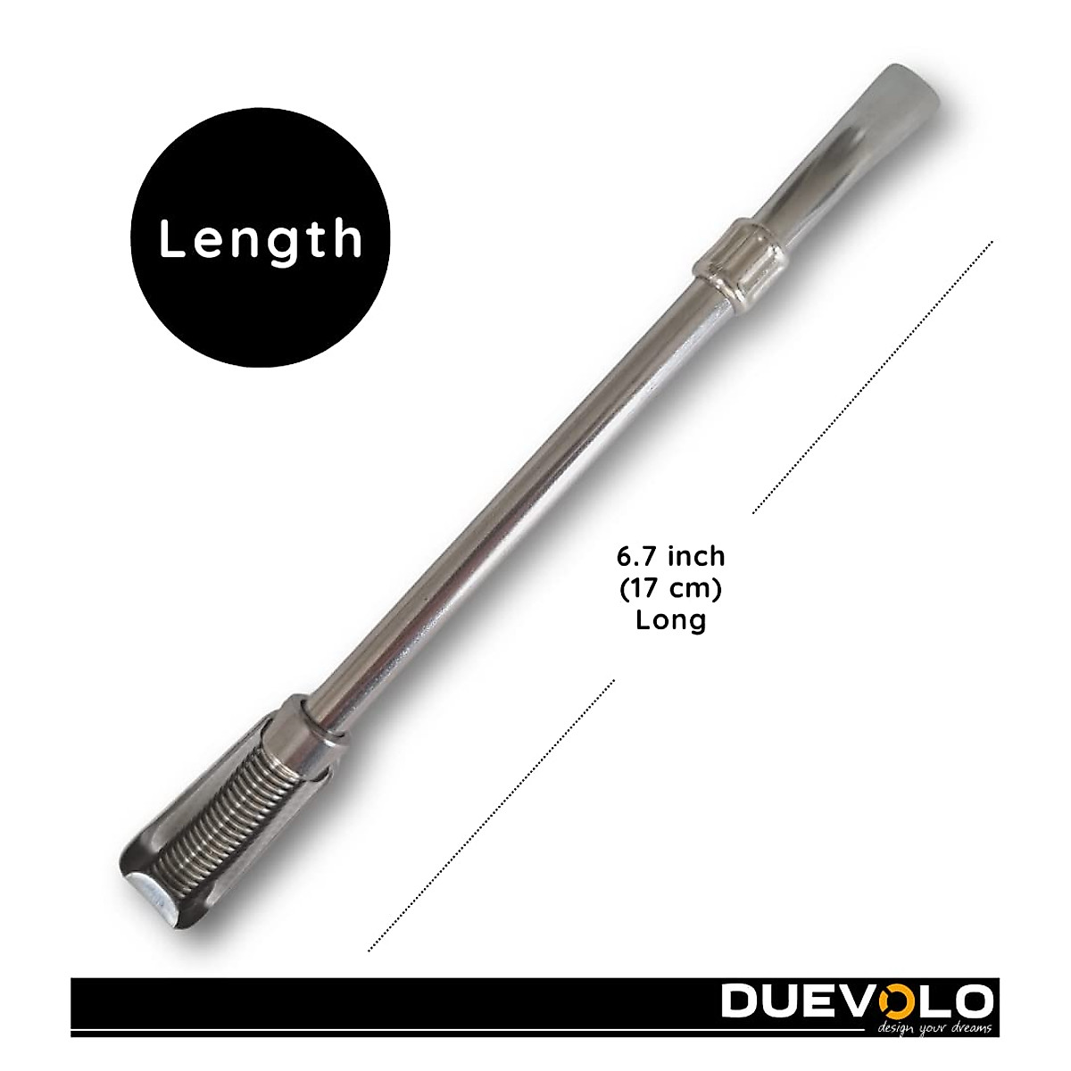 DUEVOLO Stainless Steel Bombilla Mate (Straw), with detail heat difusor. Removable system for easy cleaning. Yerba Mate Cup Bombilla Gourd Drinking Filter Straws. Yerba Mate Gourd.