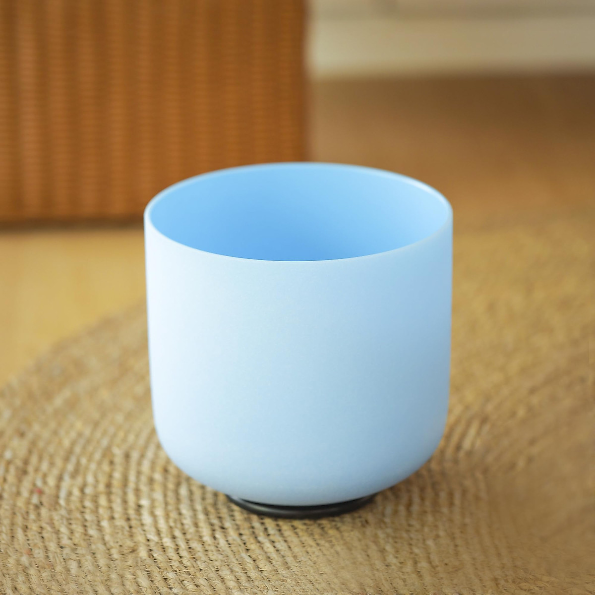 KVKA 432Hz G Note Throat Chakra Blue Color Frosted Quartz Crystal Singing Bowl 10 inch with Carrying Case for Sound Healing