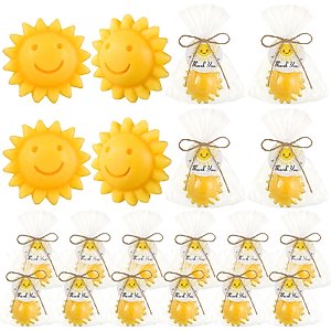 Demissle 20 Pcs Baby Shower Soap Favors Sunflower Soap Baby Shower Favors Soap Christmas Gift Set with White Greeting Card Handmade Soaps for Guests Baby Shower Favors Decorations Gift(Yellow)