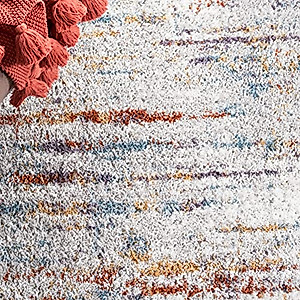 SAFAVIEH Berber Shag Collection Area Rug - 8' x 10', Blue Rust & Ivory, Modern Abstract Design, Non-Shedding & Easy Care, 1.25-inch Thick Ideal for High Traffic Areas in Living Room, Bedroom (BER577A)