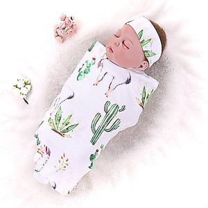 PROBABY Newborn Swaddle Blanket Baby Receiving Blankets Cactus & Llama Print Swaddle Sack Wrap Unisex Newborn Clothes for Baby Boy Girl 0-3 Months