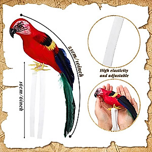 Yinder 4 Pcs Halloween Pirate Parrot Prop on Shoulder Pirate Parrot Prop Artificial Feather Parrot Costume Accessory Party Supplies