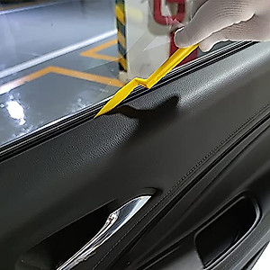NEWISHTOOL Tint Tools Corner Gasket Squeegee for Hard to Reach Area, Yellow Long Handle Shank Squeegee + Blue Chisel Squeegee, Flexible Long Reach Scraper for Car Door Vinyl Wrap Tint Film Installing