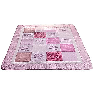 Baptism Gift for Baby Girl, Soft Pink Cotton Quilt Embroidered with 9 Bible Verses for Baby Shower, Christening, Dedication, Granddaughter, Goddaughter, Etc.