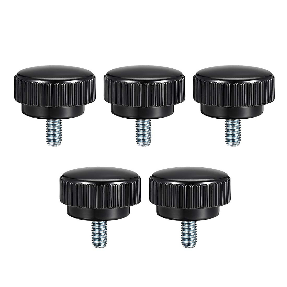 uxcell M8 x 15mm Metric Male Thread Knurled Clamping Knobs Grip Thumb Screws Plastic Threaded Hand Bolt Knobs Black 5 Pcs