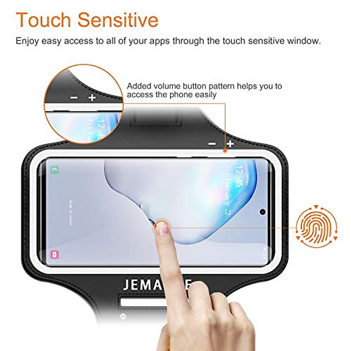 Galaxy S24 Ultra, S23 Ultra, S22 Ultra Armband, JEMACHE Gym Workouts Running Phone Arm Band for Samsung Galaxy S21/S22/S23/S24 Ultra (5G), Note 20 Fits Otterbox Defender Case