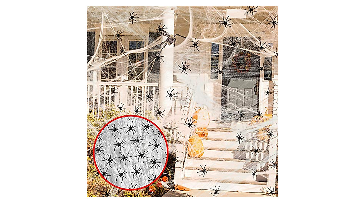Spooky Spider Webs with 60 Extra Spiders for Halloween