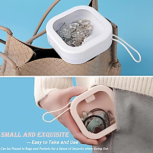 GAGAMOTEYA 6 Pcs Hair Tie Organizer,Qtip Dispenser Bathroom Storage Organizer with Press Buckle Button Switch,Cotton Swab Holder Portable Travel,Hair Accessory Box with Lid for Bathroom(Pink+White)