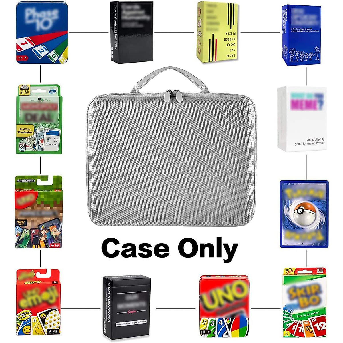 PAIYULE Large 2500+ Card Game Case for Cards Against Humanity for PTCG Trading Cards for Phase 10 for Magic The Gathering Cards Games,Baseball Basketball Sport Card Box Card Games-(Bag Only)(Grey