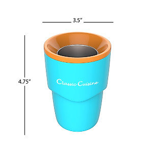 Slushy Maker-Single Serving Frozen Treat Cup for Easy to Make Homemade Slushes, Milkshakes, Smoothies, Cocktails, and More by Classic Cuisine (Blue)