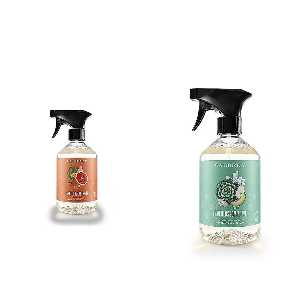 Caldrea Multi-surface CounterTop Spray Cleaners, Made With Vegetable Protein Extract, Tangelo Palm Frond and Pear Blossom Agave Scents, 16 Oz Each