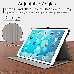 ZtotopCase for iPad Pro 12.9 Inch 2017/2015 (Old Model,1st & 2nd Gen), Premium Leather Business Folding Stand Folio Cover with Auto Wake/Sleep and Document Card Slot, Multiple Viewing Angles,Brown
