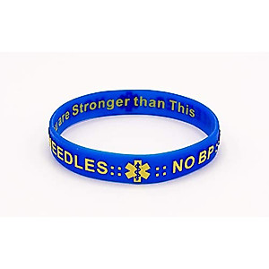 MandM NO BP, NO Needles for Dialysis, Lymphedema Arm Alert Silicone Bracelets, Wristbands Blue and Red(2)